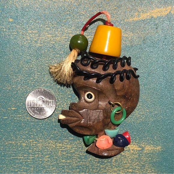 Jewelry | Vintage 194s Carved Wood Bakelite African Bust Head Brooch ...